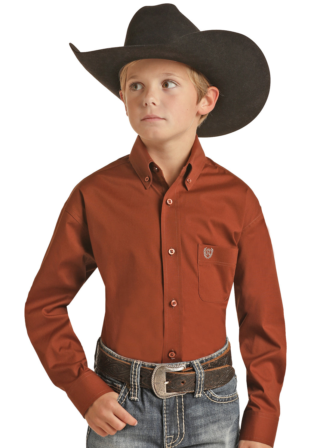 Boys Solid Rust Stretch Shirt – Claytons Western & Outdoors