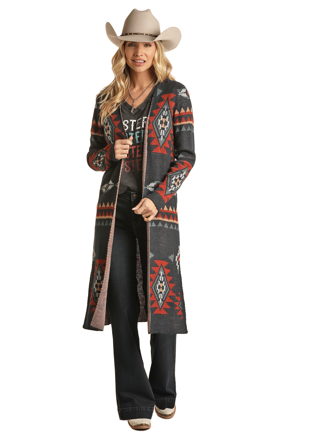 Womans Navy Long Aztec Knit Cardigan – Claytons Western & Outdoors
