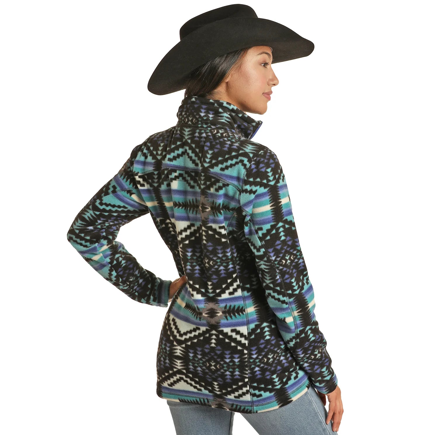Womens Turquoise Aztec Fleece Jacket – Claytons Western & Outdoors