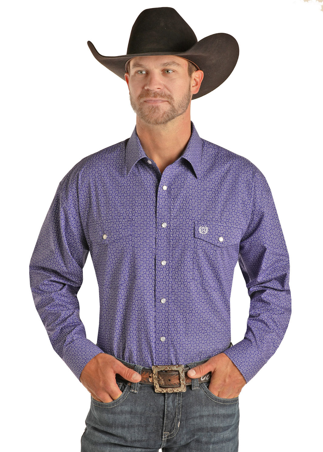 Mens Purple Print Western Shirt – Claytons Western & Outdoors